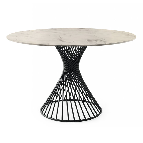 Calligaris Vortex Round Table with Glass Top and Central Metal Base | Wayfair